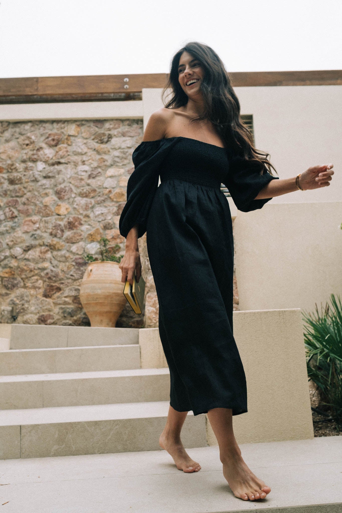 Agapi Linen Maxi Dress Black – LUXMII