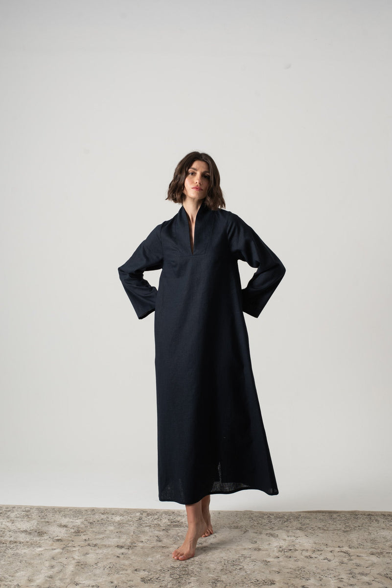 Alarik Linen Kaftan Navy - LUXMII