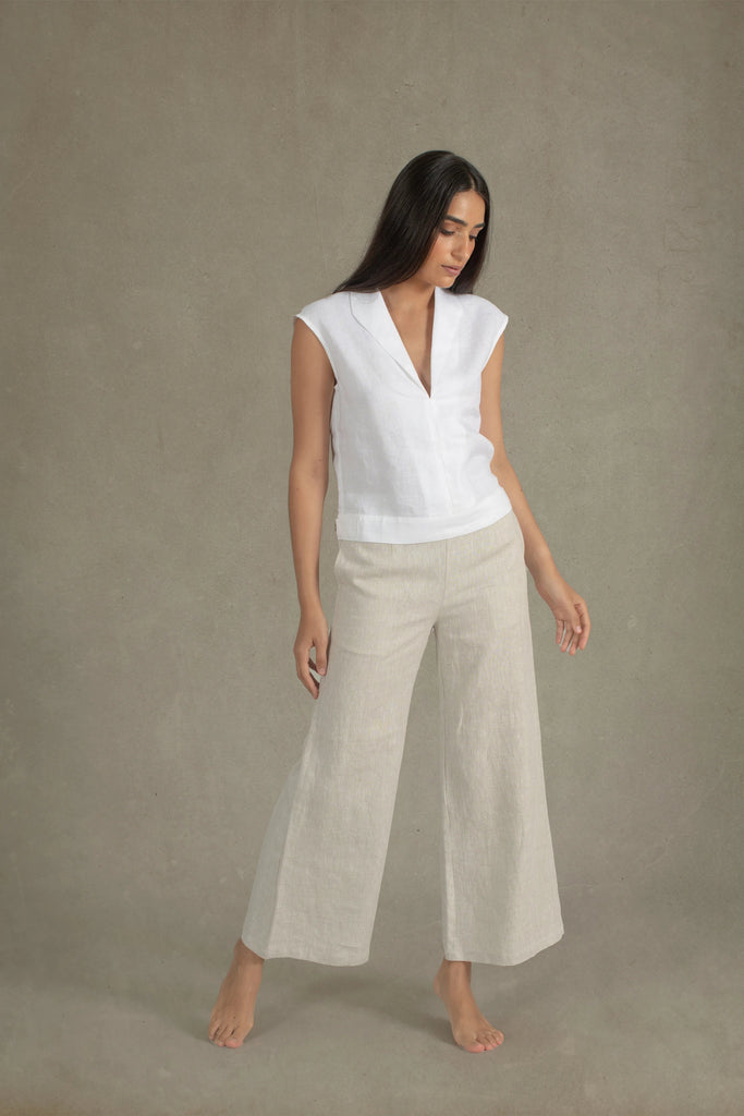 Nuvola Linen Top White - LUXMII